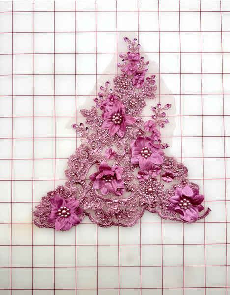 Applique - 3D Flowers Beaded Embroidered Dusty Mauve New! – Tutu.com
