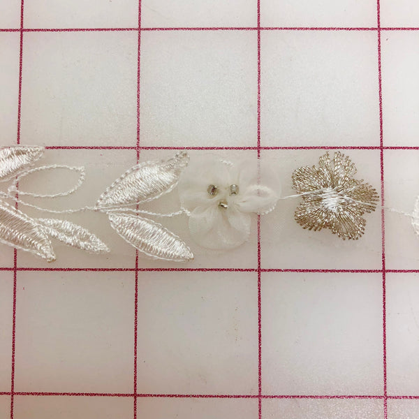 Metallic Trim - 1-inch Flower Trim Ivory and Silver – Tutu.com