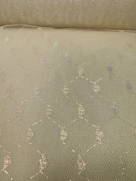 Tutu Net - 56-inches Wide Ivory with Iridescent Golden Metallic Design ...