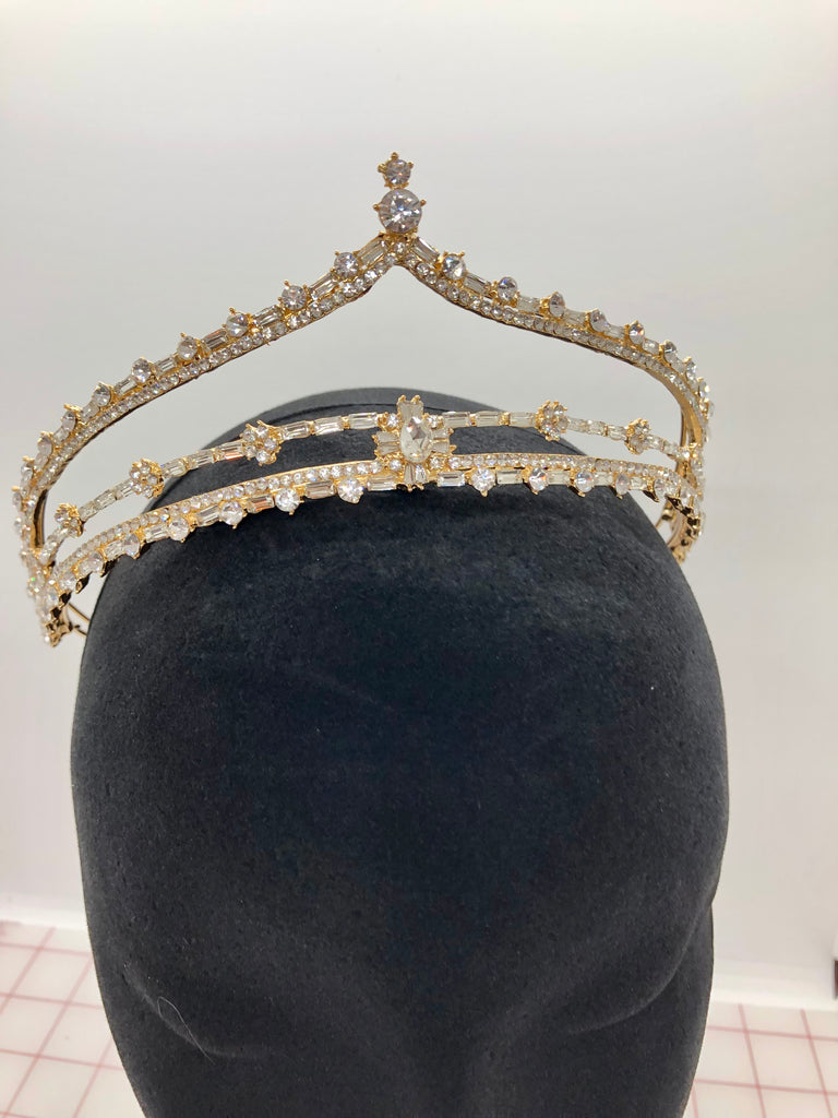 Tiara - Beautiful and Simple Crystal and Gold 2-in-1 – Tutu.com
