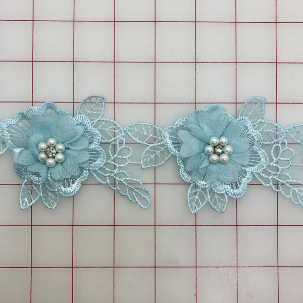 Applique - Light Blue 3D Lace Flower Motifs – Tutu.com