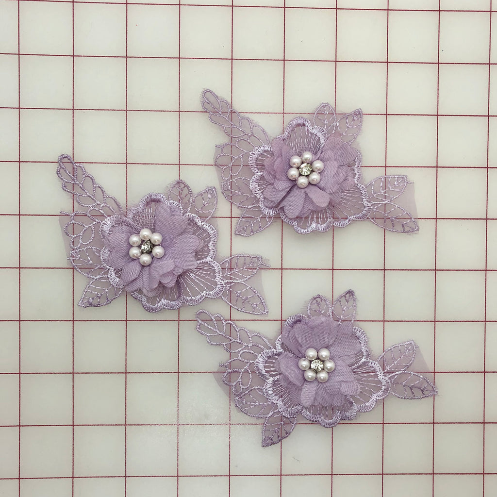 Applique - Lavender 3D Lace Flower Motifs – Tutu.com