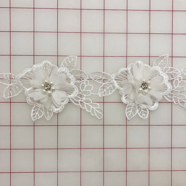 Applique - White 3D Lace Flower Motifs – Tutu.com