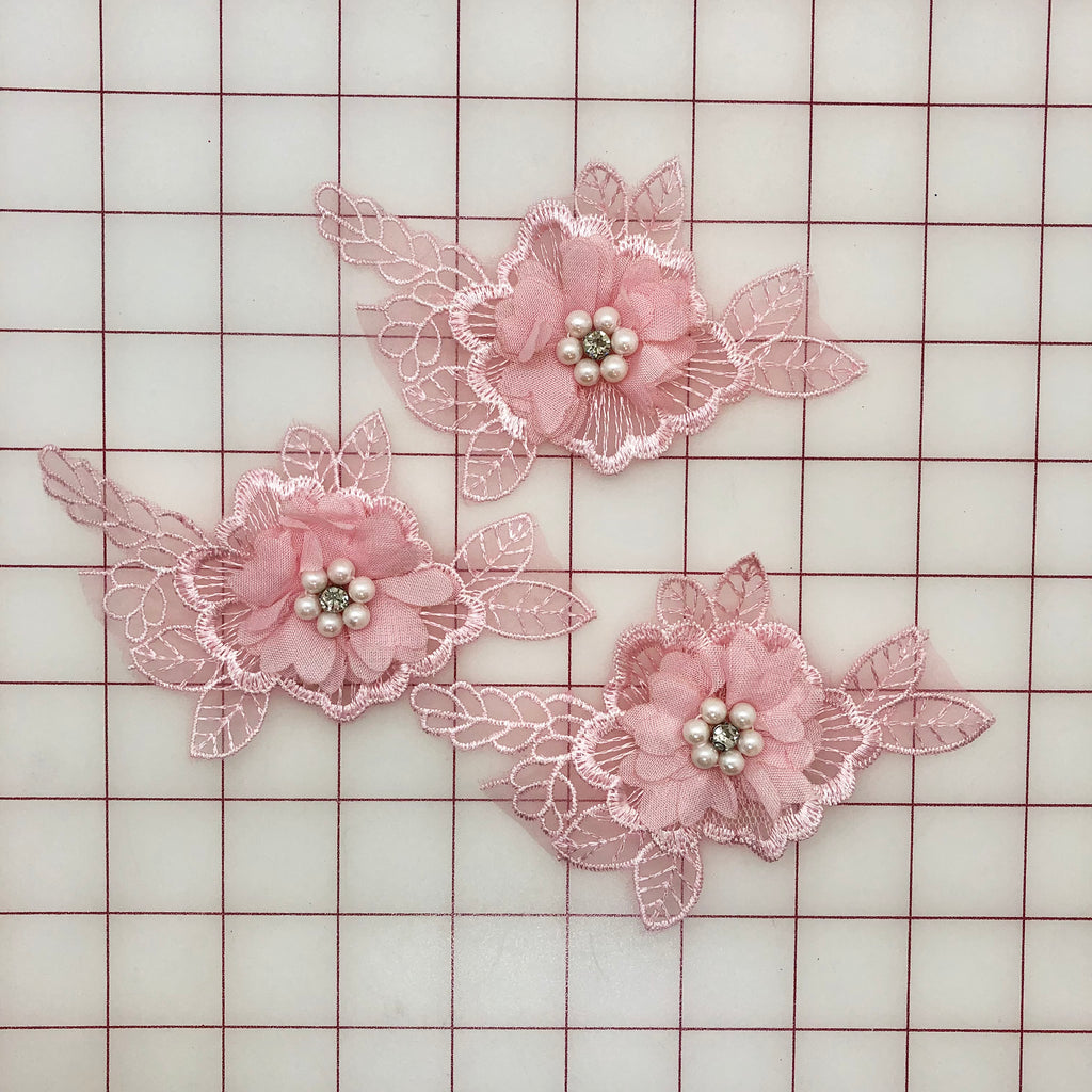 Applique - Light Pink 3D Lace Flower Motifs – Tutu.com